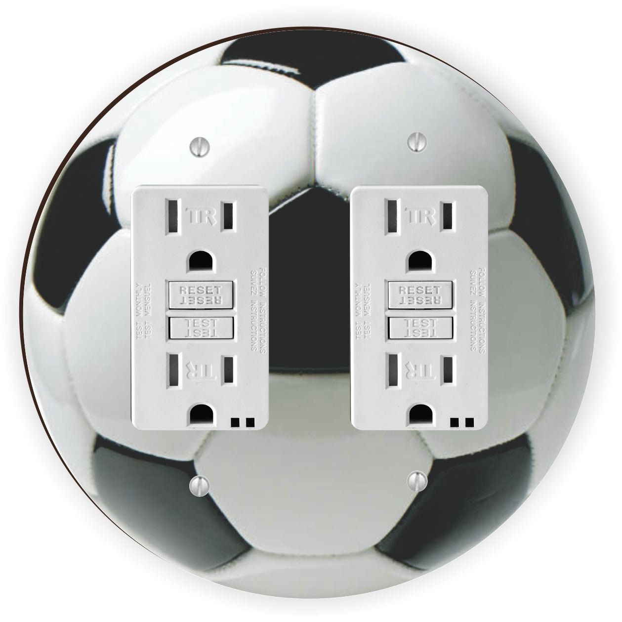 Football Soccer Ball Sports Ball Design Round Light Switch Plate Covers ...