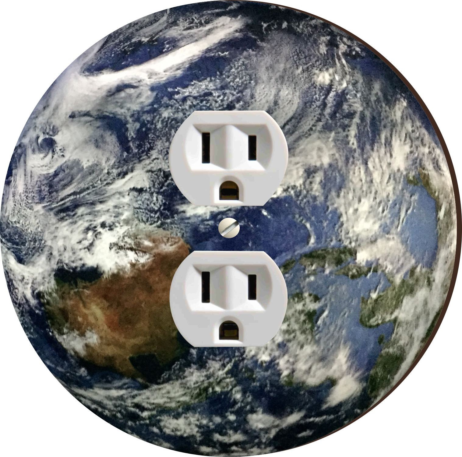 Earth Design Blue Earth Map Design Round Light Switch Plate Cover ...