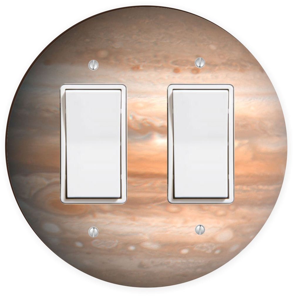 Planet Jupiter Design Blue Earth Map Design Round Light Switch Plate ...