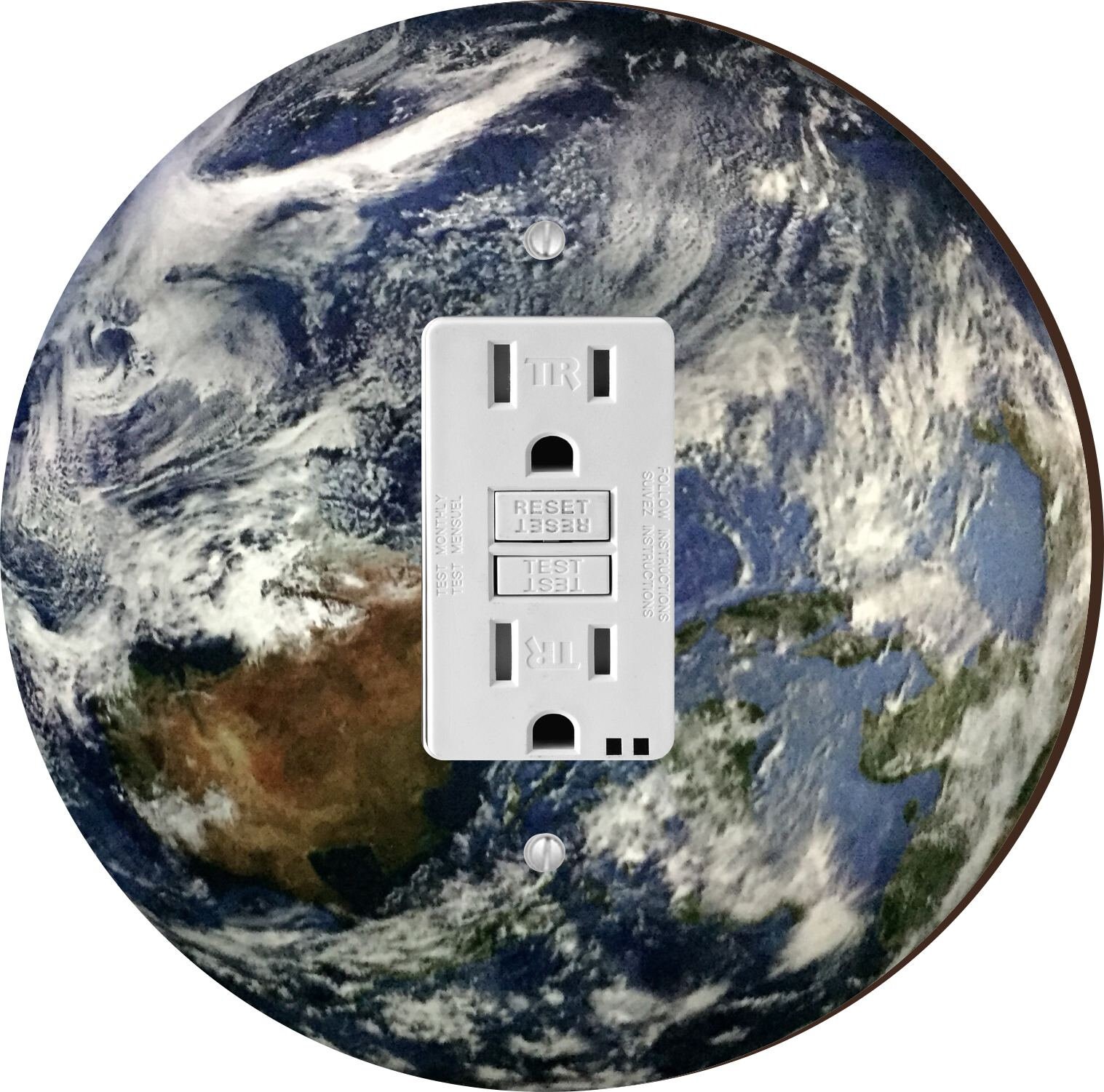 Earth Design Blue Earth Map Design Round Light Switch Plate - Etsy
