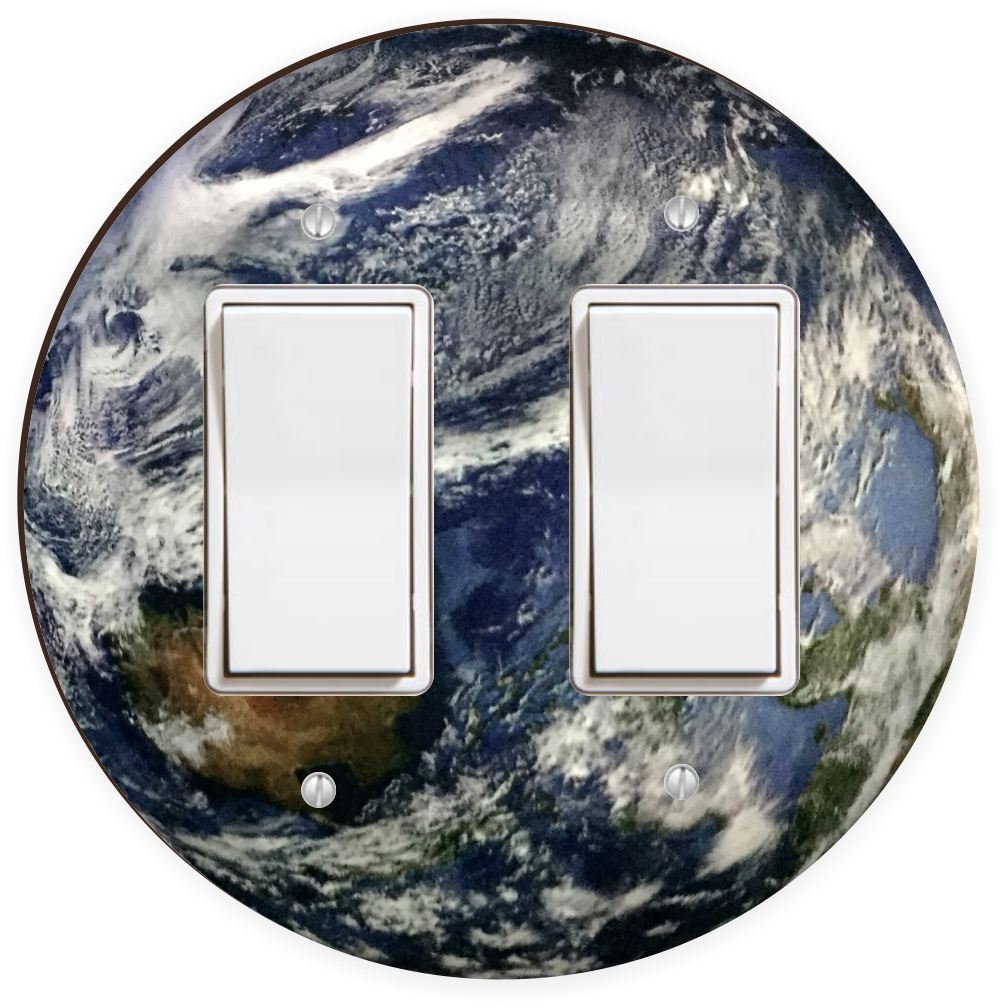 Earth Design Blue Earth Map Design Round Light Switch Plate - Etsy