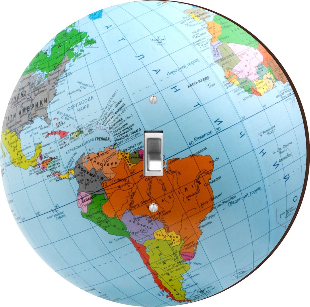 World Globe Light Blue Vintage Design Round Light Switch Plate Covers ...