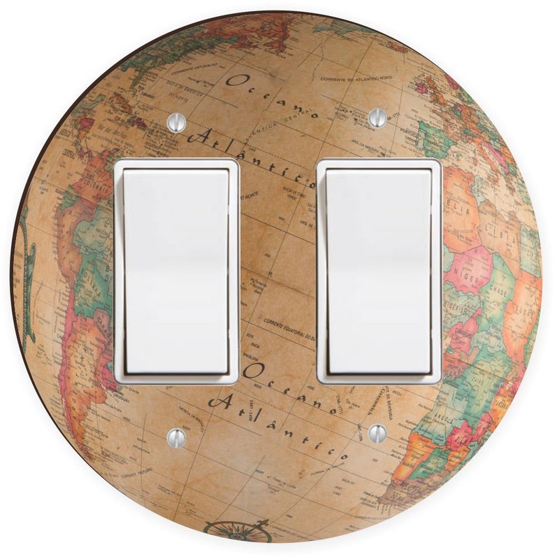 World Globe Vintage Design Round Light Switch Plate Covers - Etsy