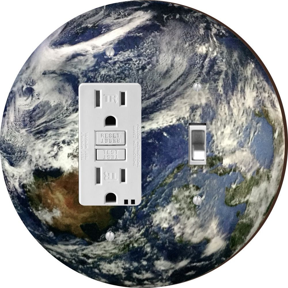 Earth Design Blue Earth Map Design Round Light Switch Plate - Etsy
