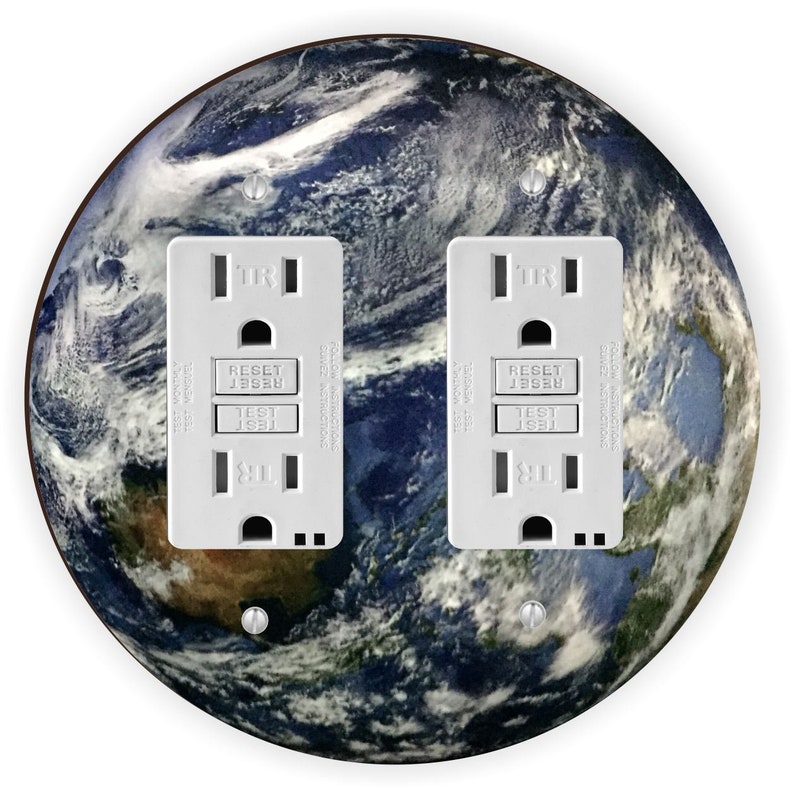 Earth Design Blue Earth Map Design Round Light Switch Plate Cover ...