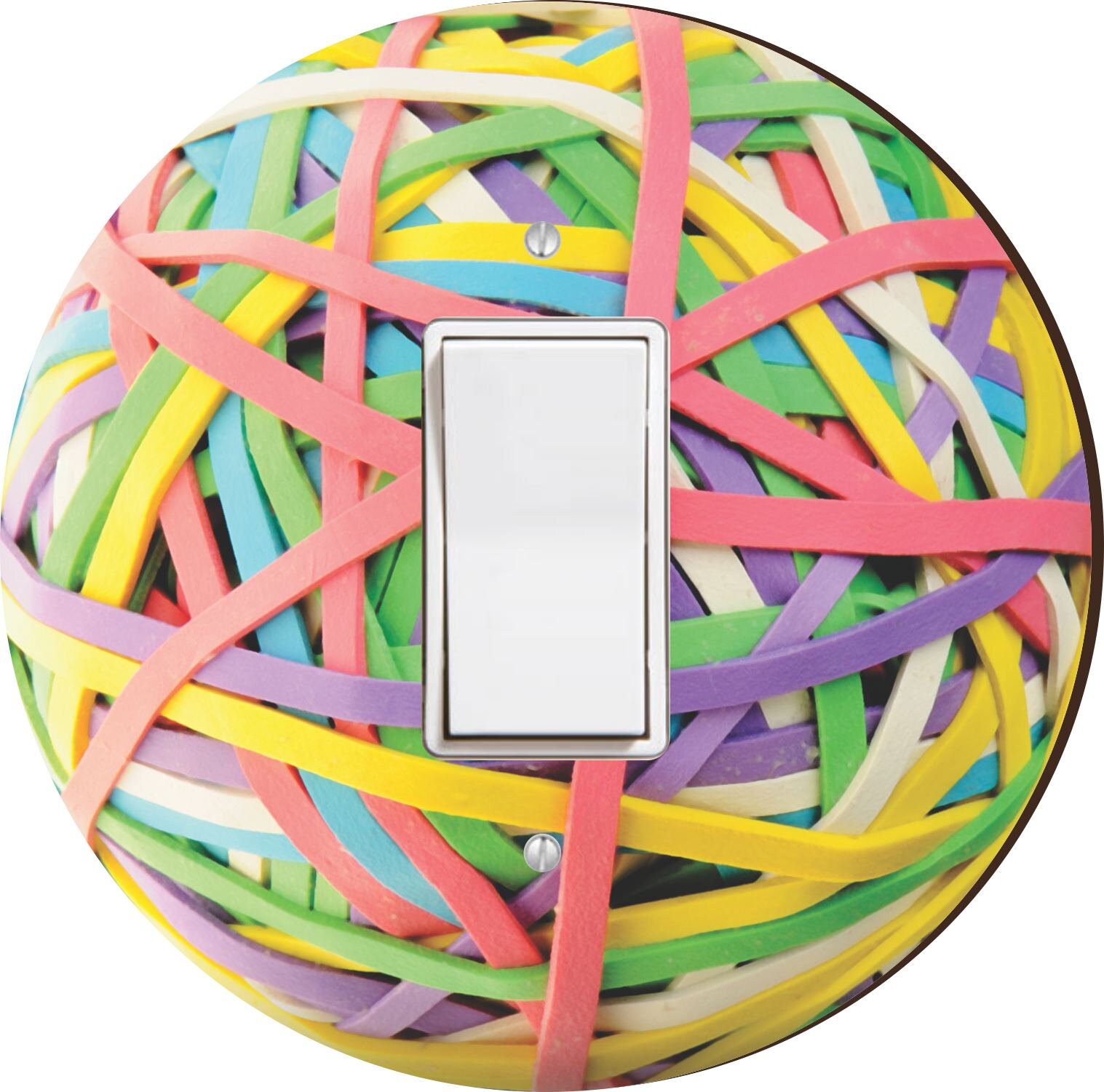 Rubber Band Ball Design Pastel Colors Round Light Switch Plate Covers ...