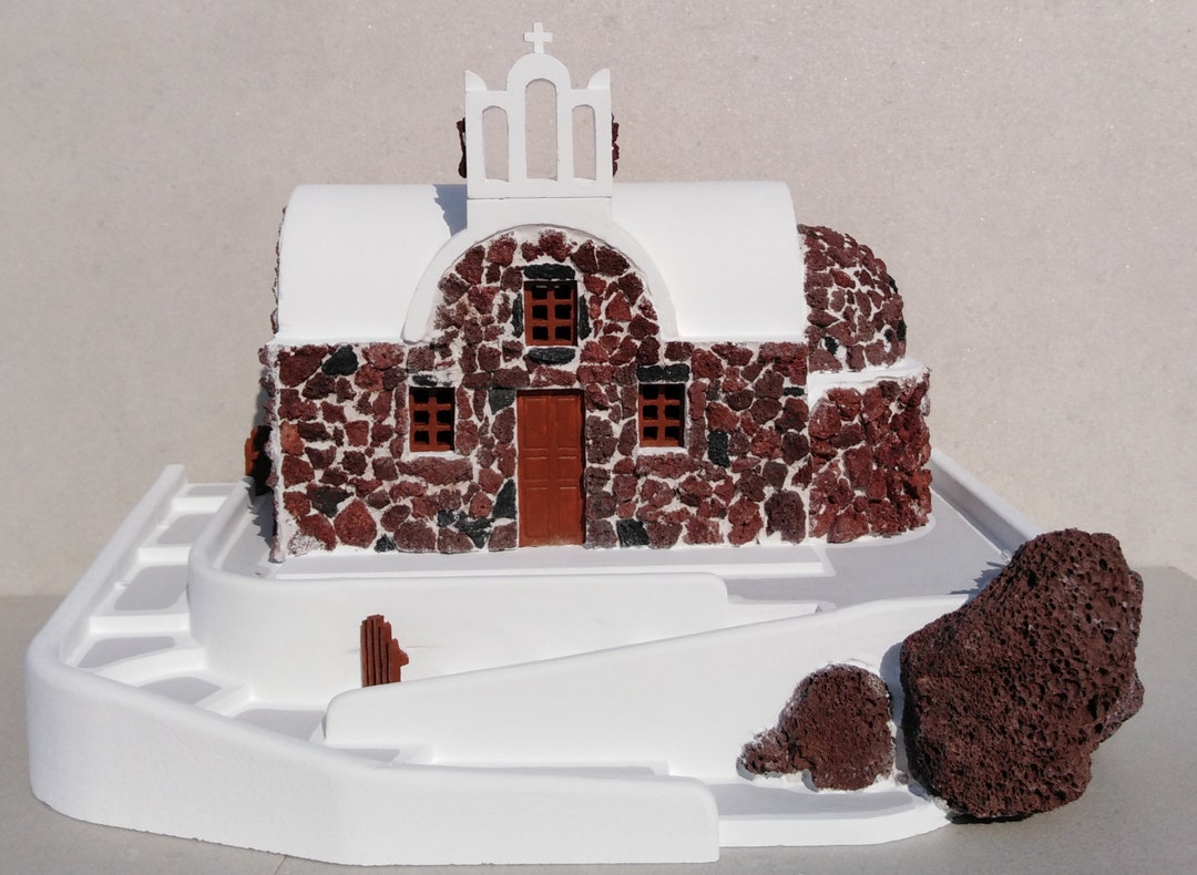 Volcanic Church - Santorini - Natural Stone Handcarved Illuminated ...