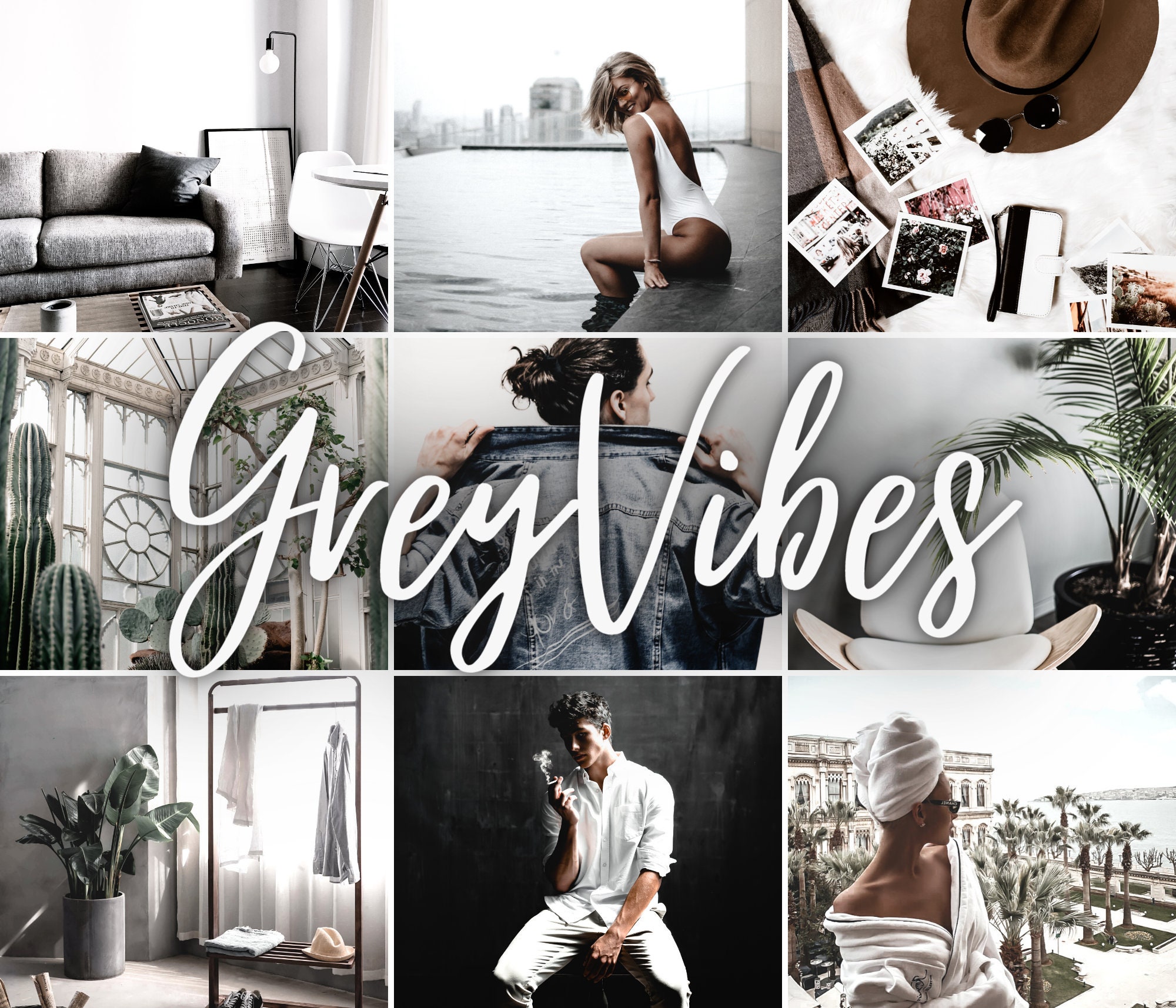 8 Lightroom Mobile and Desktop Presets Grey Vibes Minimal | Etsy