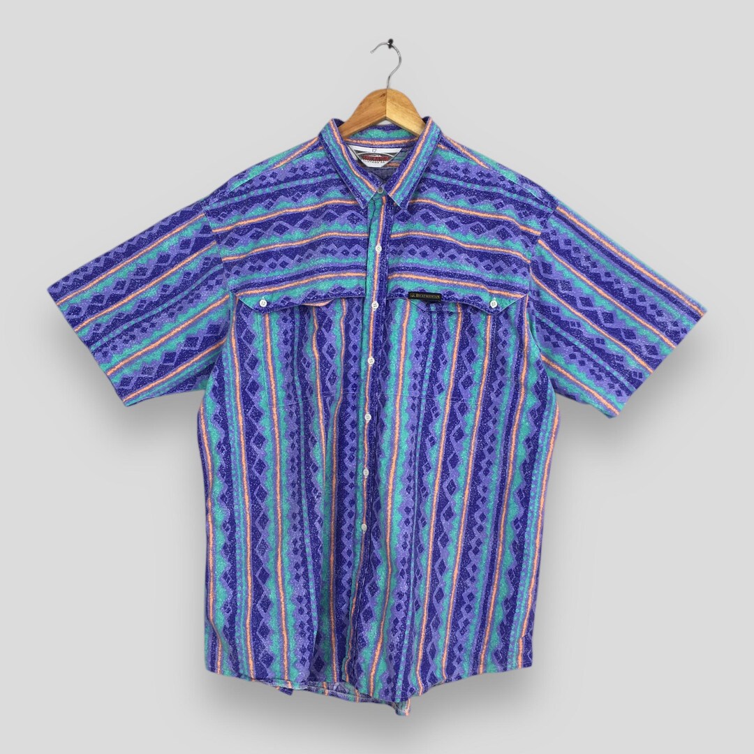 Vintage 80s Rocky Mountain Aztec Navajo Western Rodeo Shirt Xlarge ...