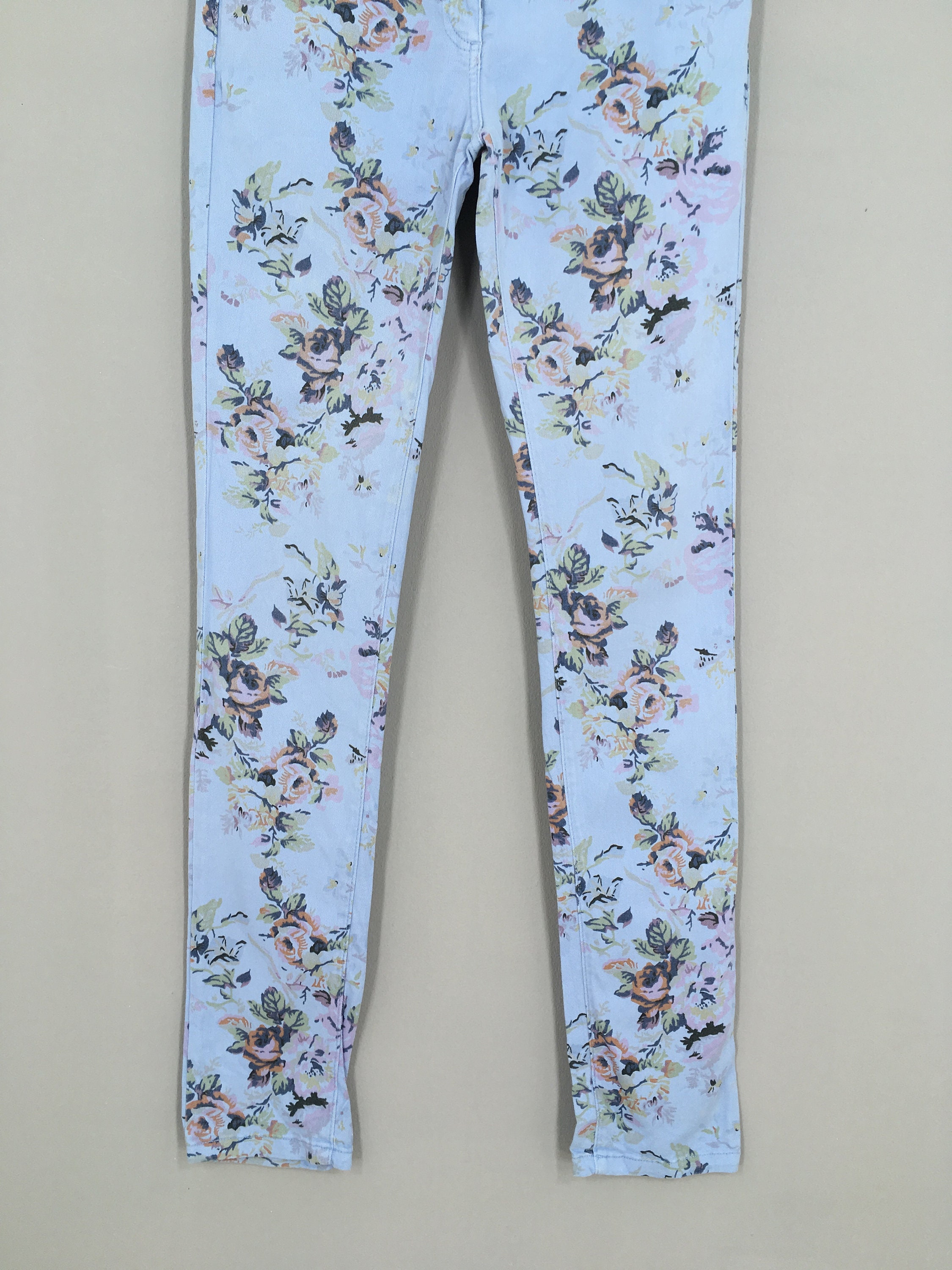 Vintage Multicolour Paisley Floral Roses Blue Printed Pants | Etsy