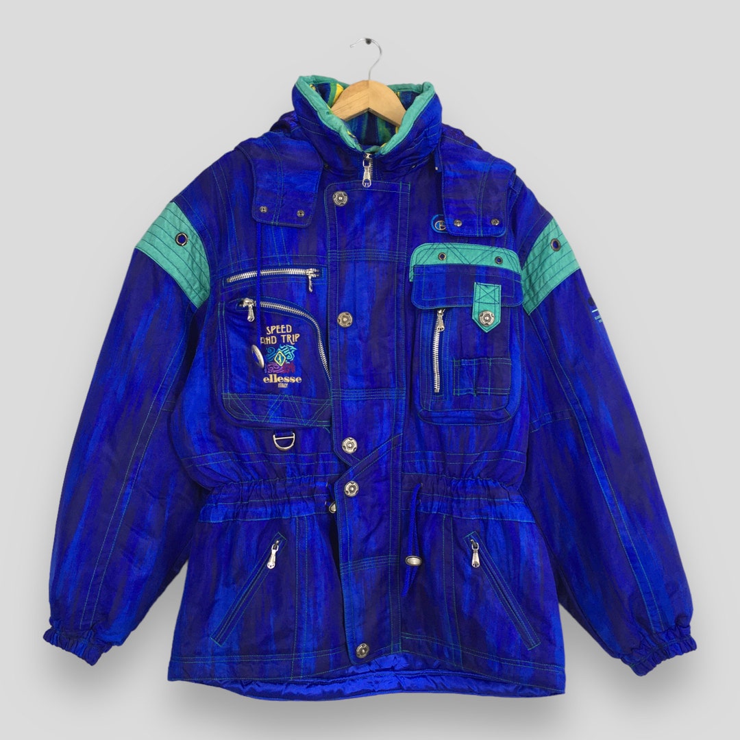 Vintage 90's Ellesse Ski Wear Blue Hoodie Jacket Large Ellesse Italia ...
