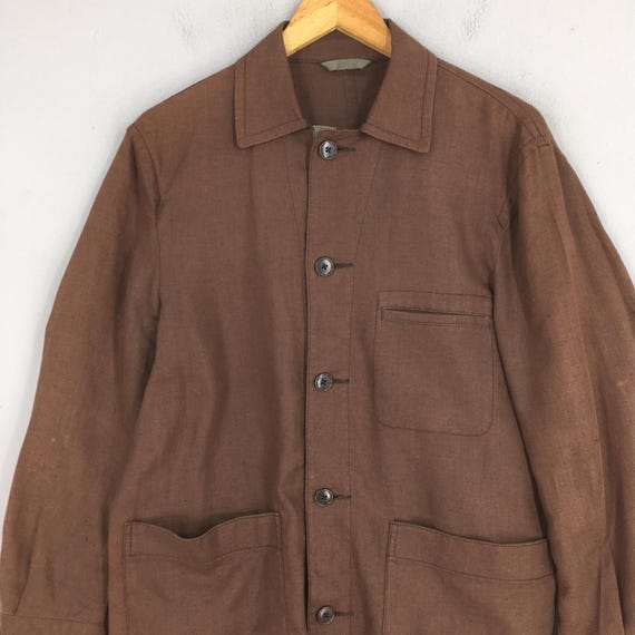 Vintage Japanese Denim Workers Chore Jacket Medium Fr… - Gem