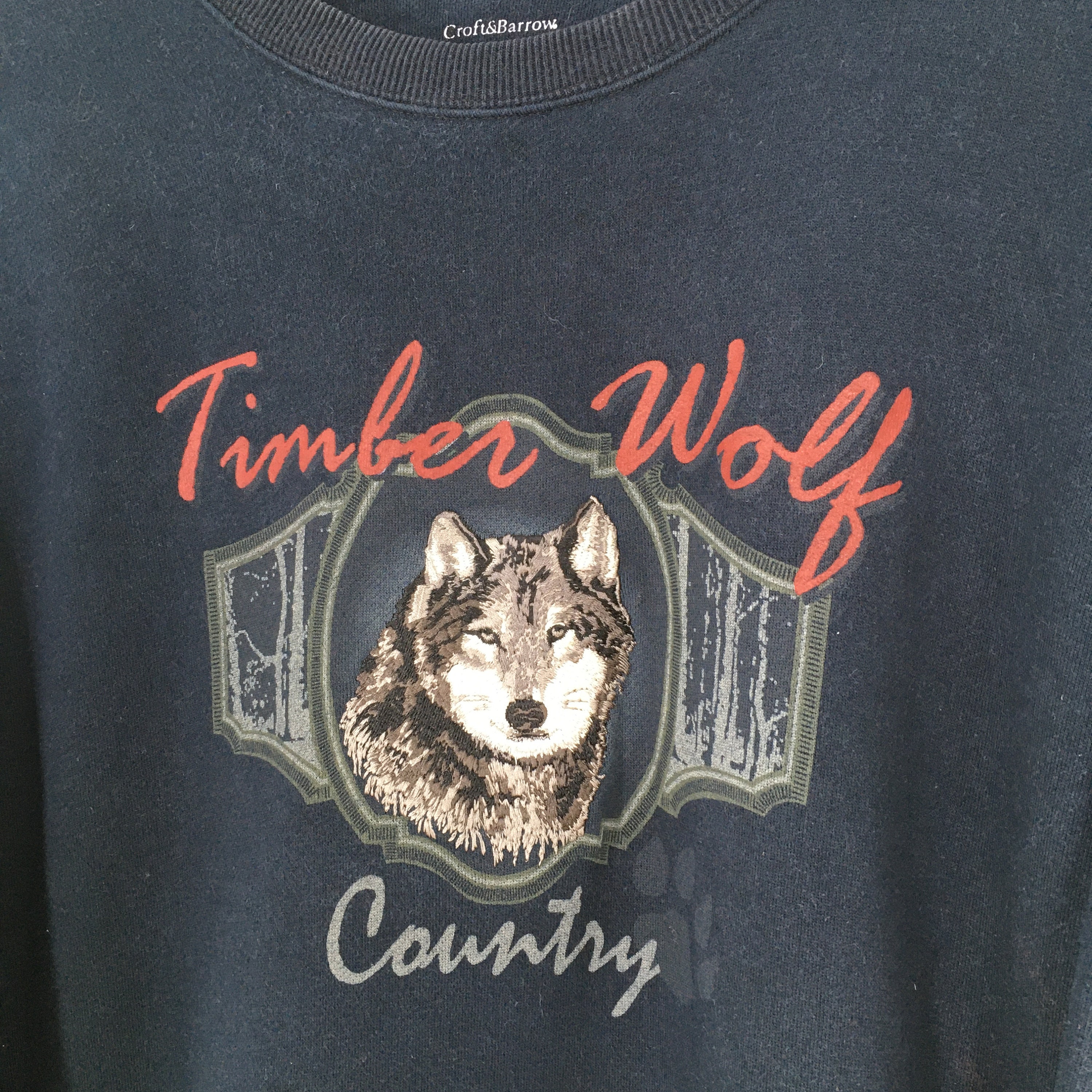 Vintage Black Dog Timber Wolf Embroidery Crewneck Jumper | Etsy