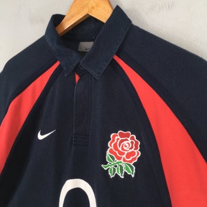 Vintage Y2K Nike O2 England Rugby Jersey Black Polo Rugby Shirt Medium ...