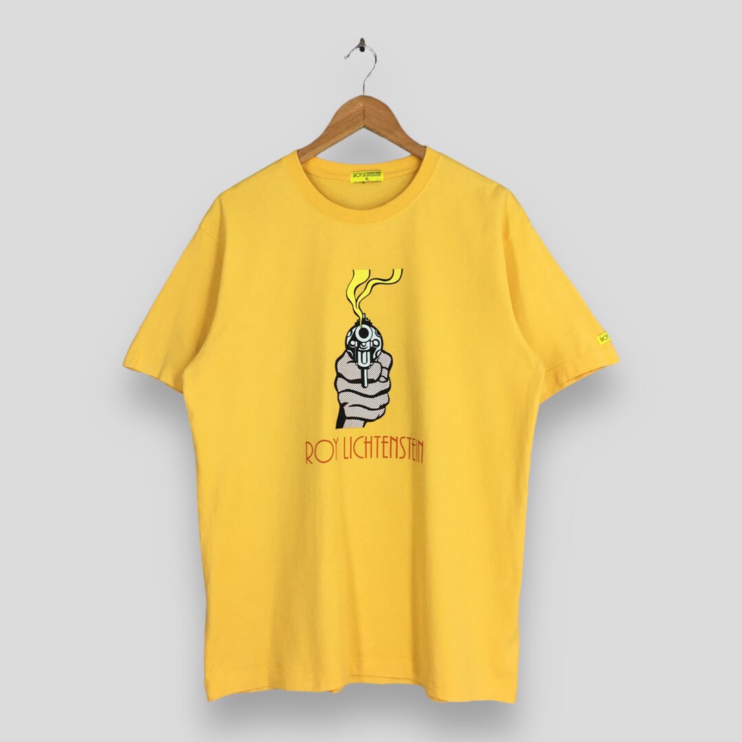 Vintage Roy Lichtenstein Gun in America (1968) Art Yellow T Shirt ...