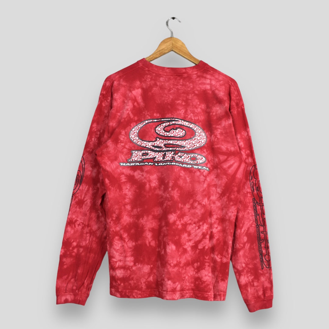 Vintage 90's Piko Hawaiian Longboard Wear camiseta roja Grande 90's Aloha Beach Surfing Piko Tie ...