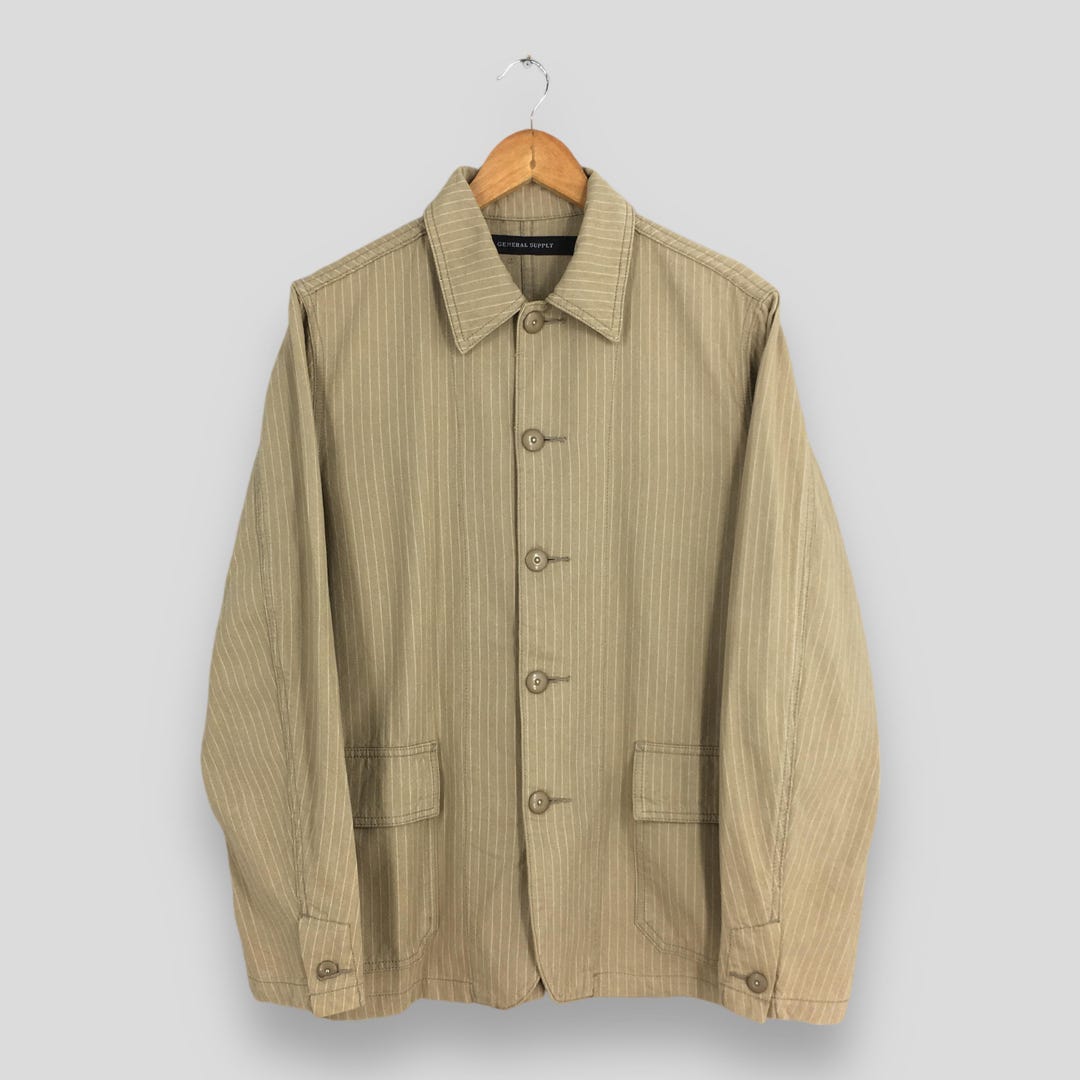 Vintage 90's Ships Japan Beige Workers Jacket Medium French Work Style ...