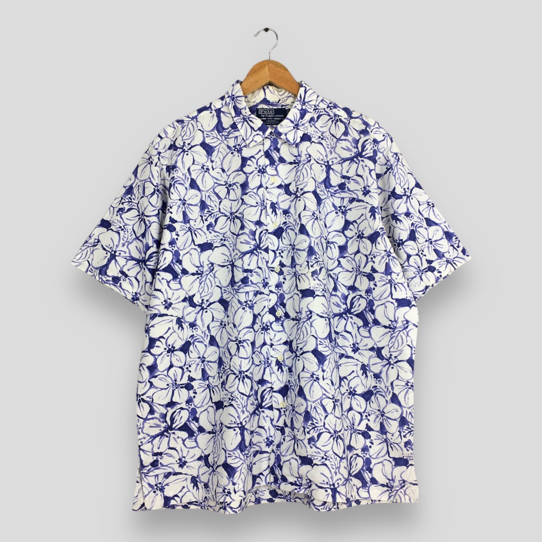 Vintage Polo Ralph Lauren Floral Hibiscus Hawaiian Shirt Large Ralph ...