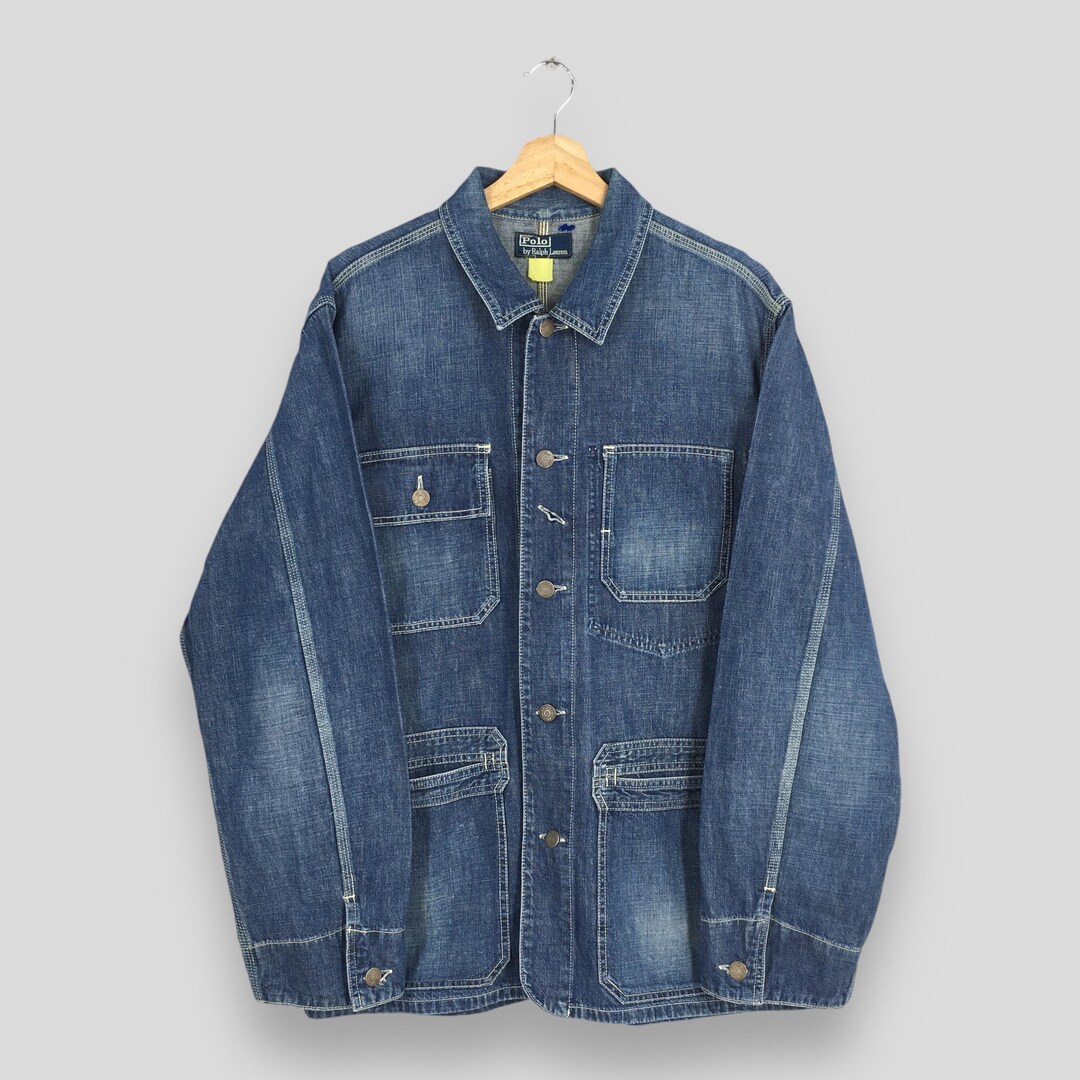 Vintage 90s Polo Ralph Lauren Denim Chore Jacket Large Polo RL Jeans ...