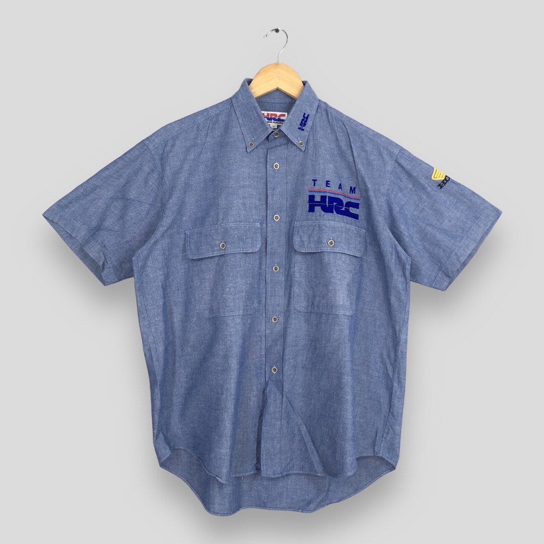 Vintage Honda Racing Team HRC Chambray Blue Shirt Medium 90's Honda ...
