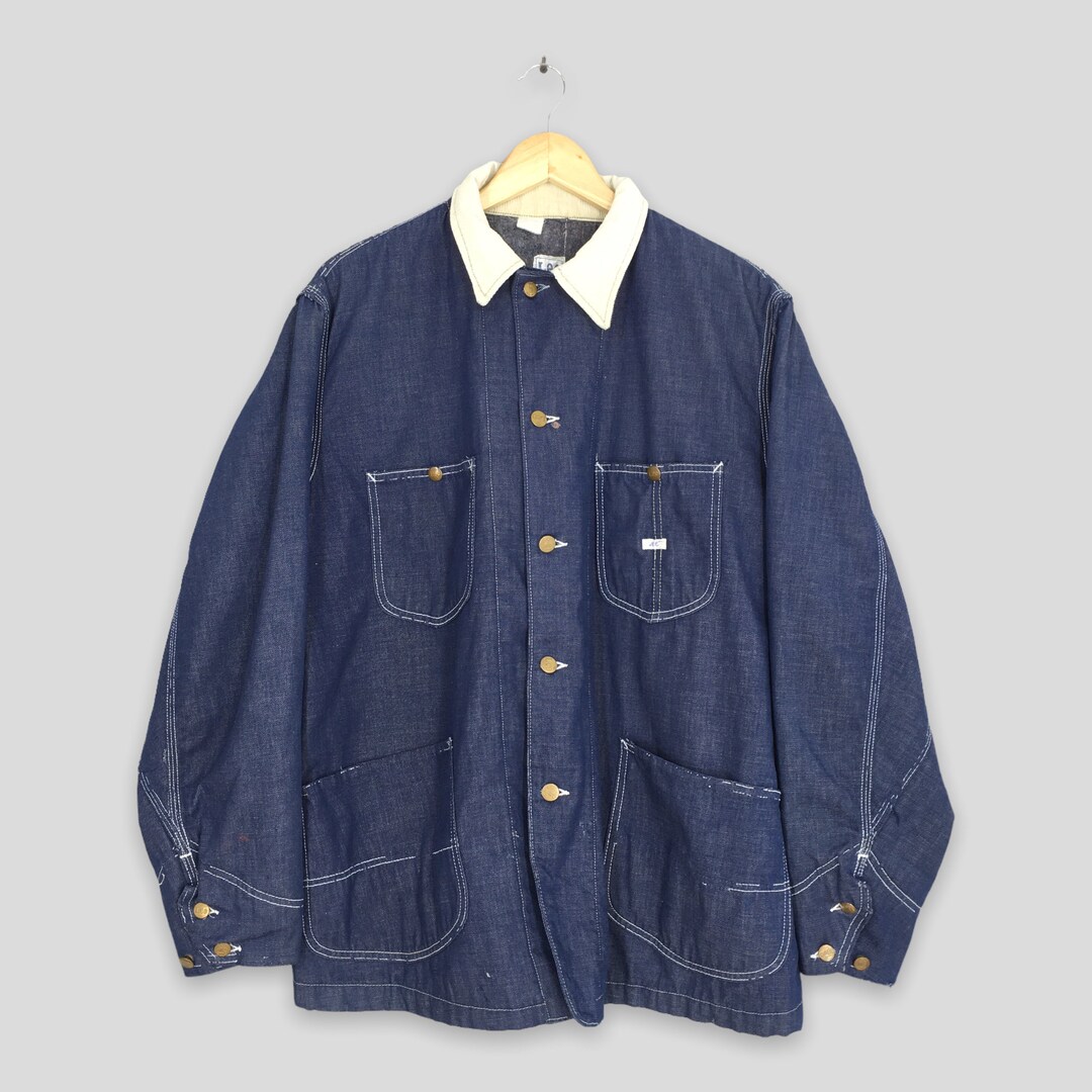 Vintage 70's Lee Usa Sanforized Workwear Chore Jacket Large Lee Jeans Union Made Barn Coat Denim ...