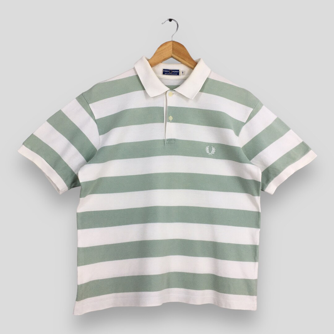 Vintage Fred Perry Stripes White/mint Polos Shirt Small Fred Perry ...