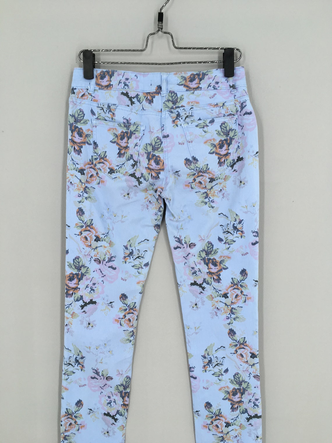 Vintage Multicolour Paisley Floral Roses Blue Printed Pants | Etsy