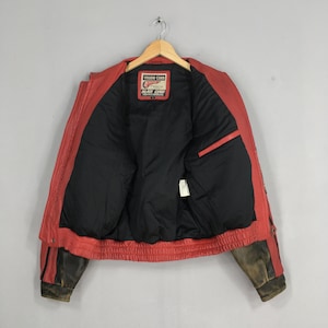 Vintage Yellow Corn Motorsports Sledge Hammer Leather Jacket Large Red ...
