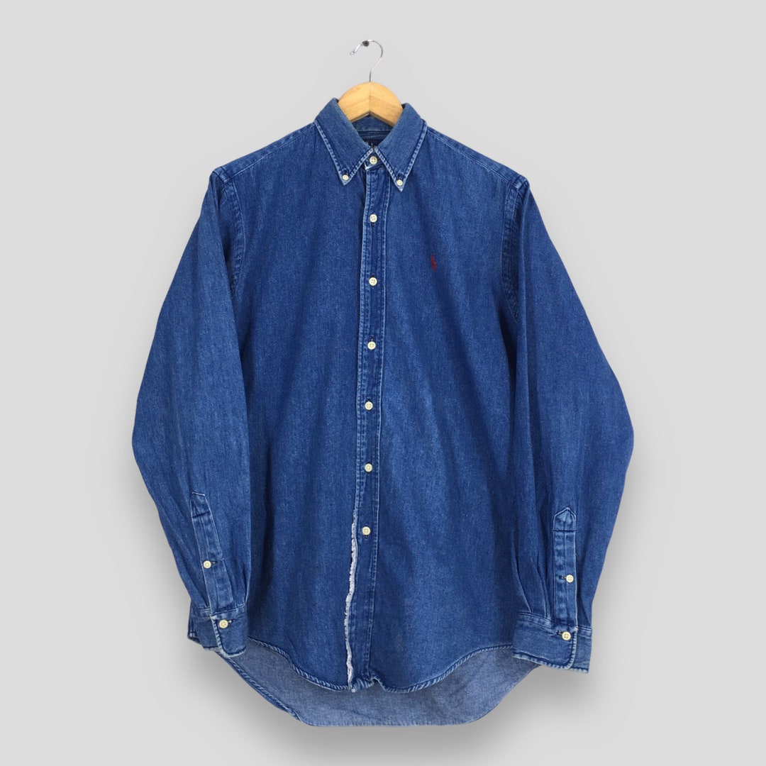 Vintage Polo Ralph Lauren Jeans Blue Shirt Small 90s Ralph Lauren Pony ...