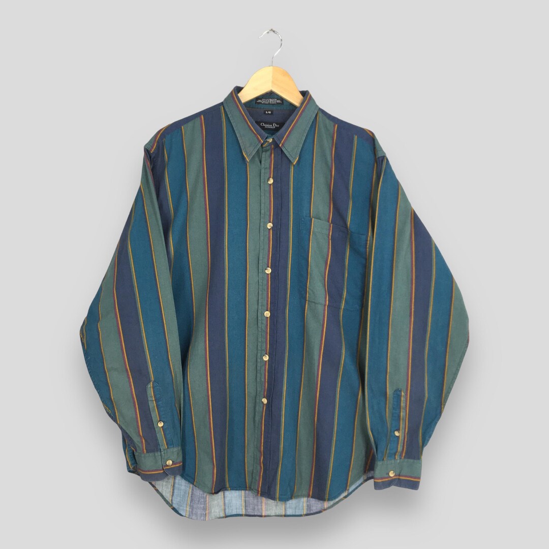 Vintage Christian Dior Stripes Flannel Shirt Large Christian Dior ...