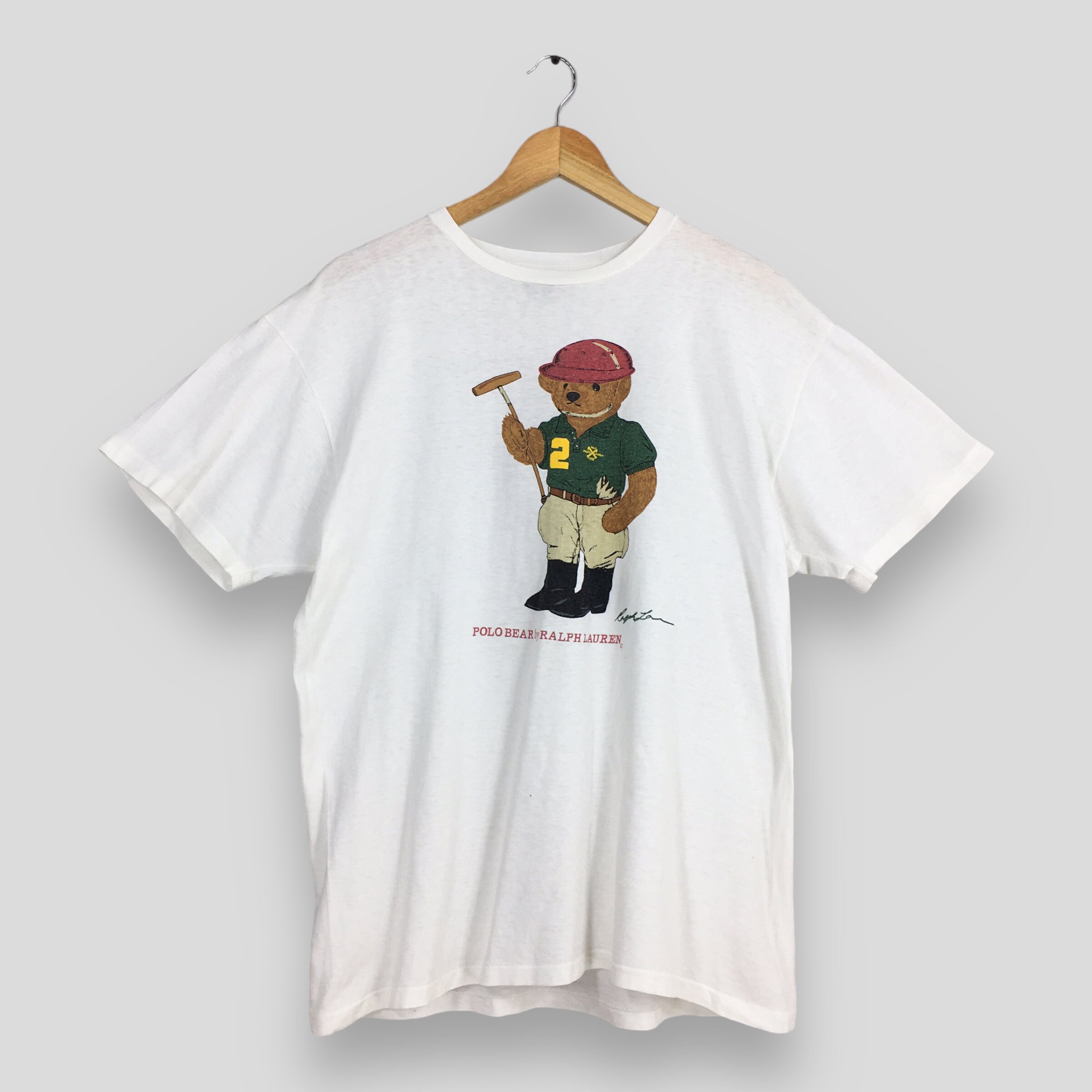 Vintage Polo Bear Playing Golf Ralph Lauren White Shirt Vintage Polo Bear Playing Golf Ralph Lauren White Shirt