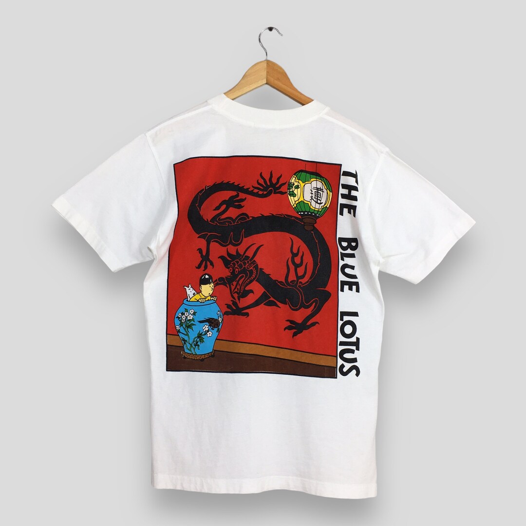 Vintage the Adventures of Tintin the Blue Lotus Cartoon T Shirt Small ...