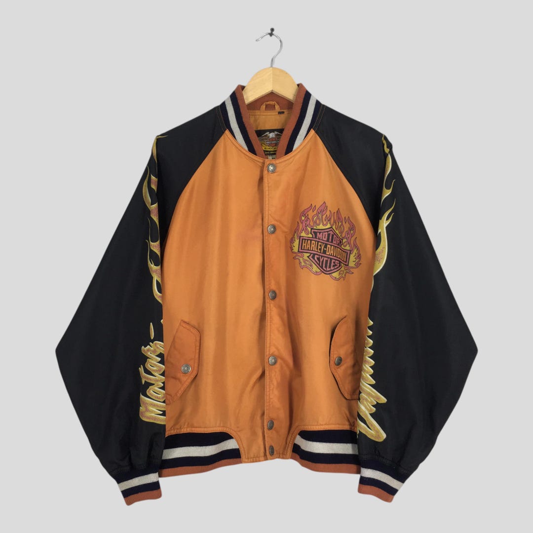 Vintage Harley Davidson Motorcycle Daytona Varsity Jacket Medium Harley ...