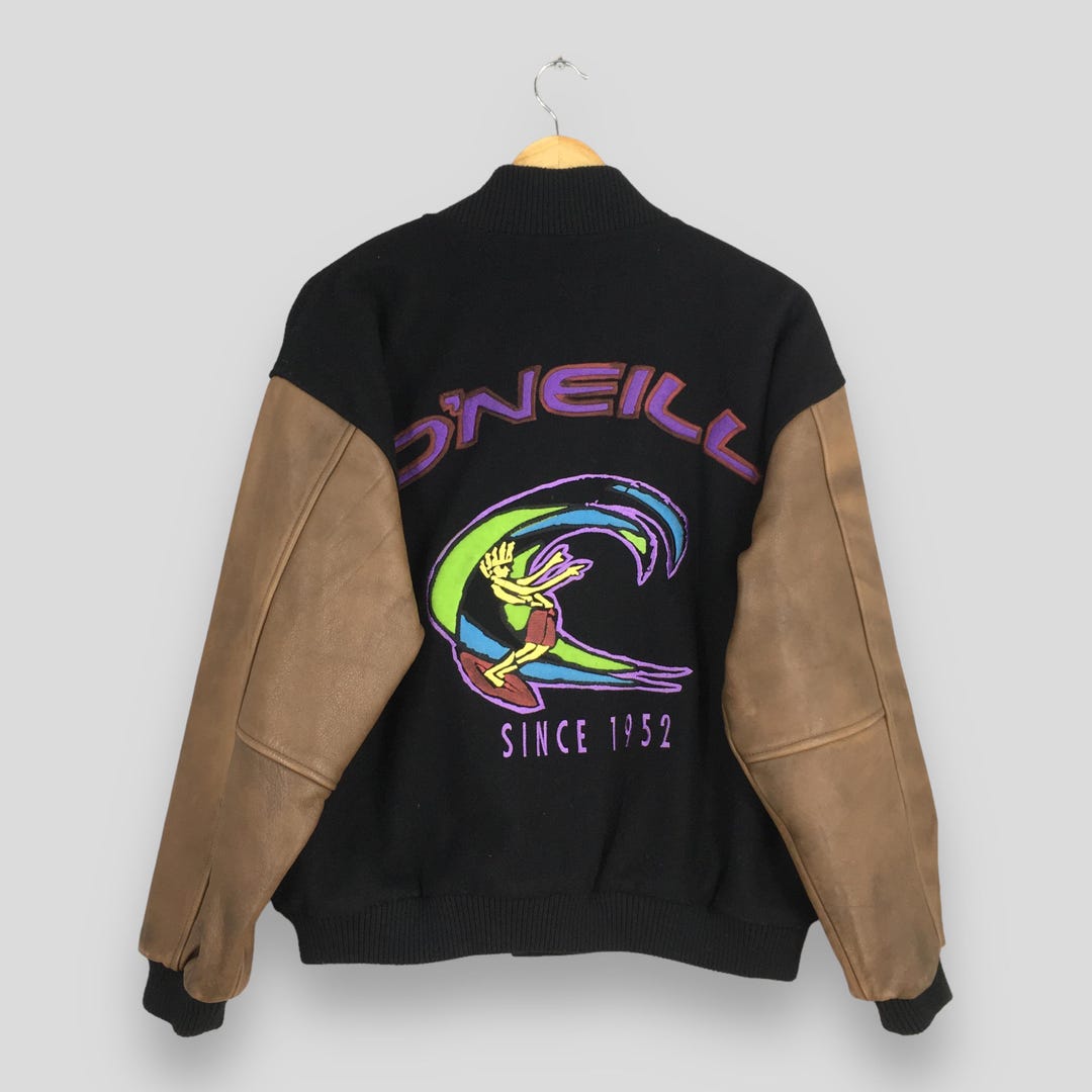 Vintage 90's O'neill Surfing Varsity Jacket Medium O'neill Black ...