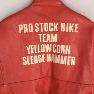 Vintage Yellow Corn Motorsports Sledge Hammer Leather Jacket Large Red ...