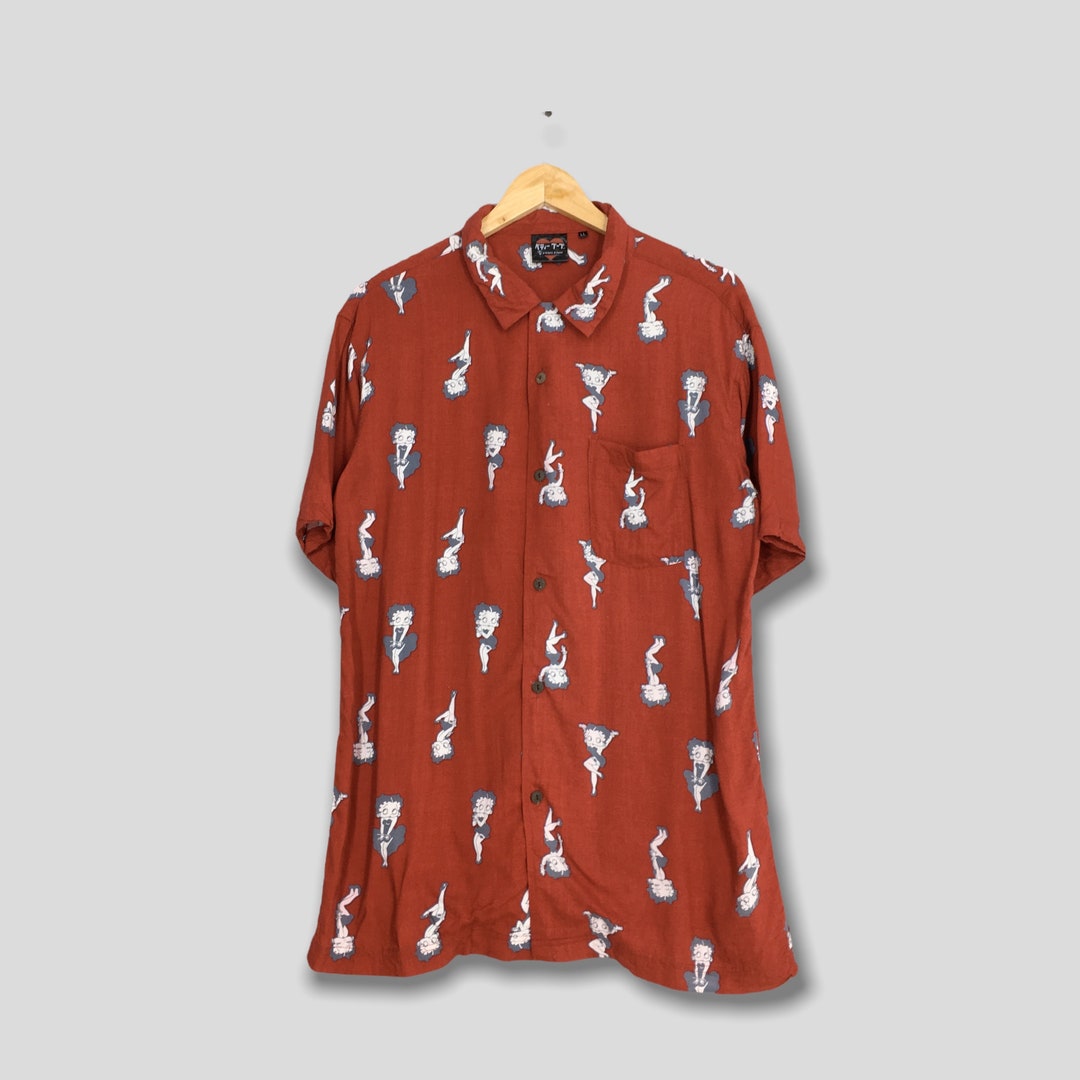 Betty Boop Sexy Cartoon Hawaii Rayon Shirt Large Vintage Betty Boop ...