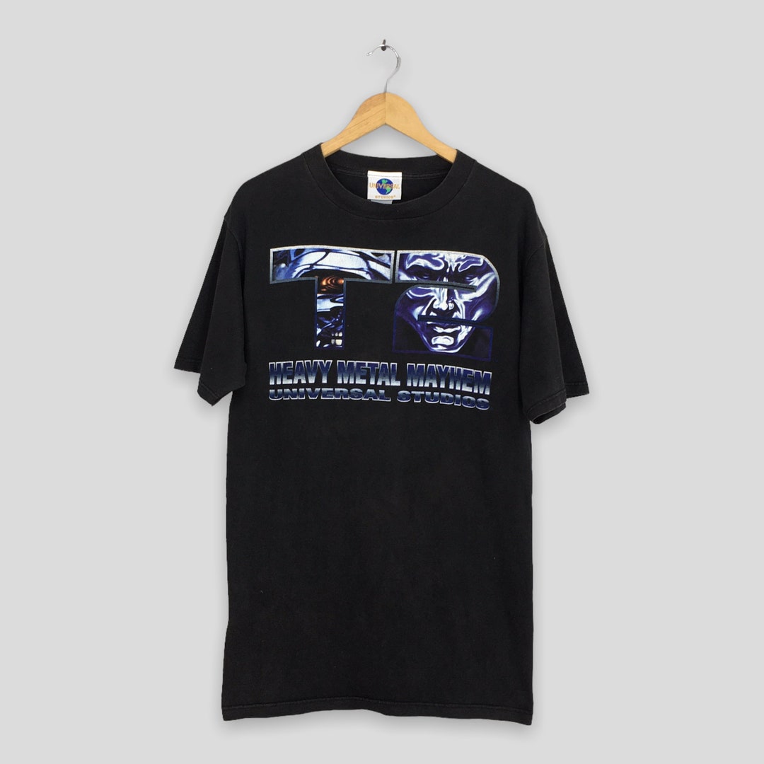 Vintage 90's Terminator 2 Arnold Heavy Metal Mayhem T Shirt Medium T2 ...