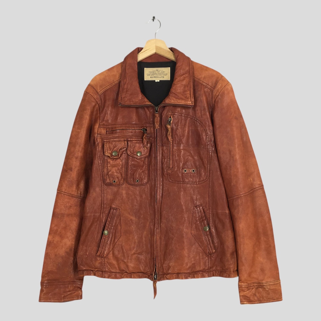 Vintage Avirex Ltd Sheepskin Leather Jacket Xlarge Avirex Utility Multi ...
