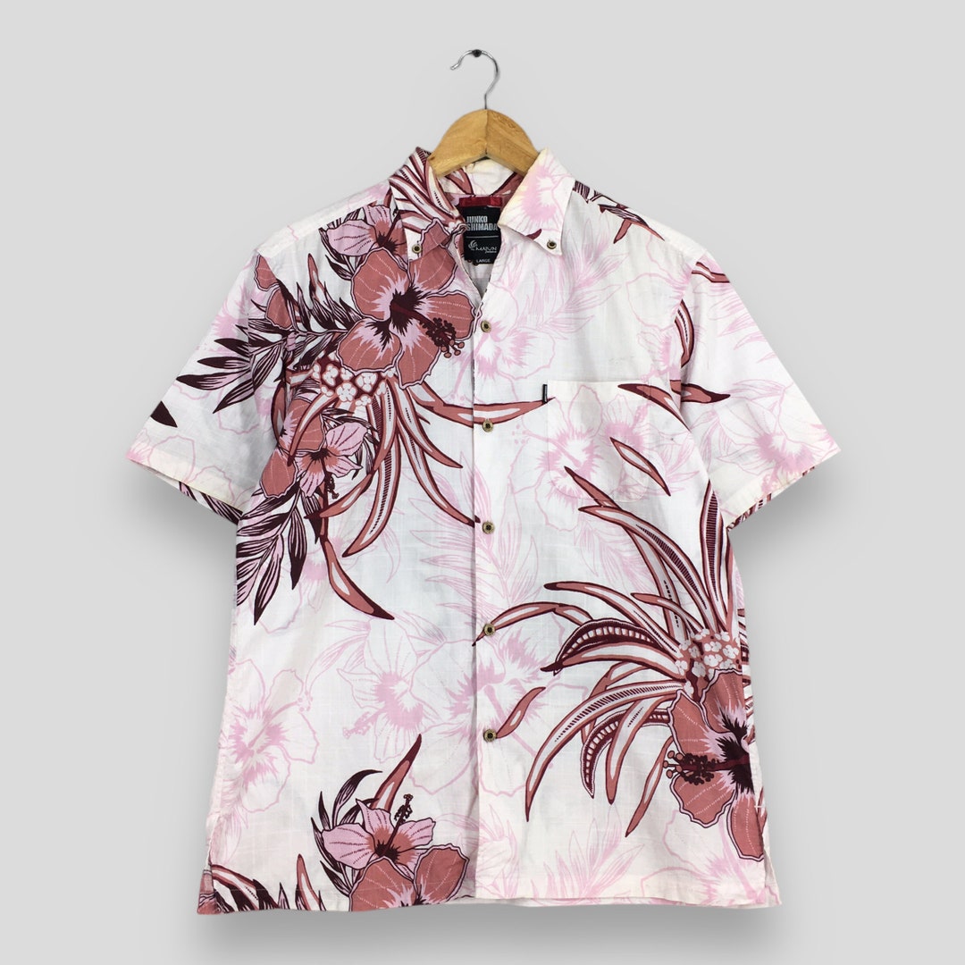 Vintage Junko Shimada Japan Hawaiian Aloha Shirts Large Floral Tropical ...