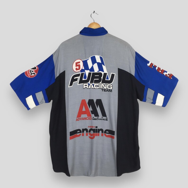Vintage 90s FUBU Jeans Co. Limited Edition Racing Rayon Shirt Xlarge ...