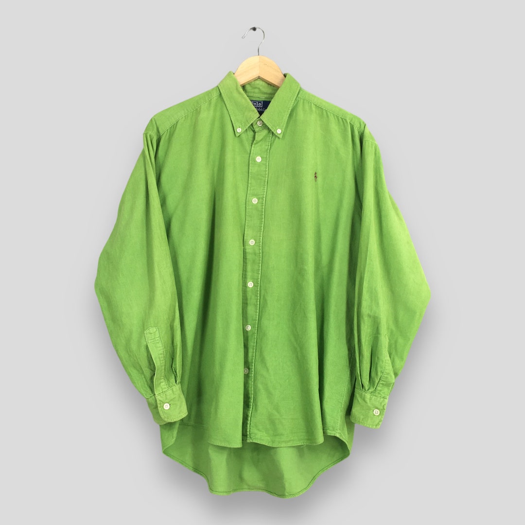 Vintage Polo Ralph Lauren Neon Green Corduroy Oxfords Large Ralph ...