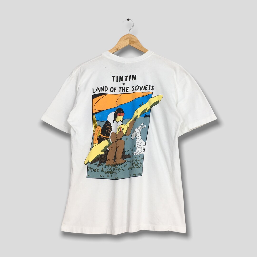 Vintage the Adventures of Tintin Land of the Soviets Cartoon Tshirt ...