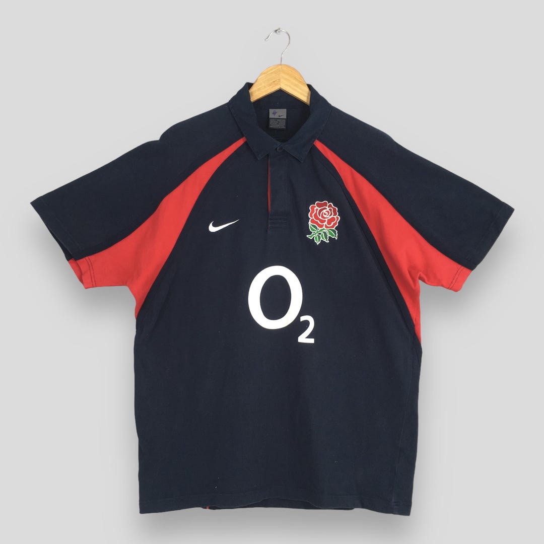 Vintage Y2K Nike O2 England Rugby Jersey Black Polo Rugby Shirt Large ...