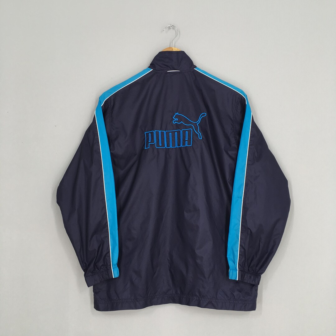 Vintage 90s Puma Sport Windrunner Jacket Medium Puma Cougars Sportswear Windbreaker Blue Light ...