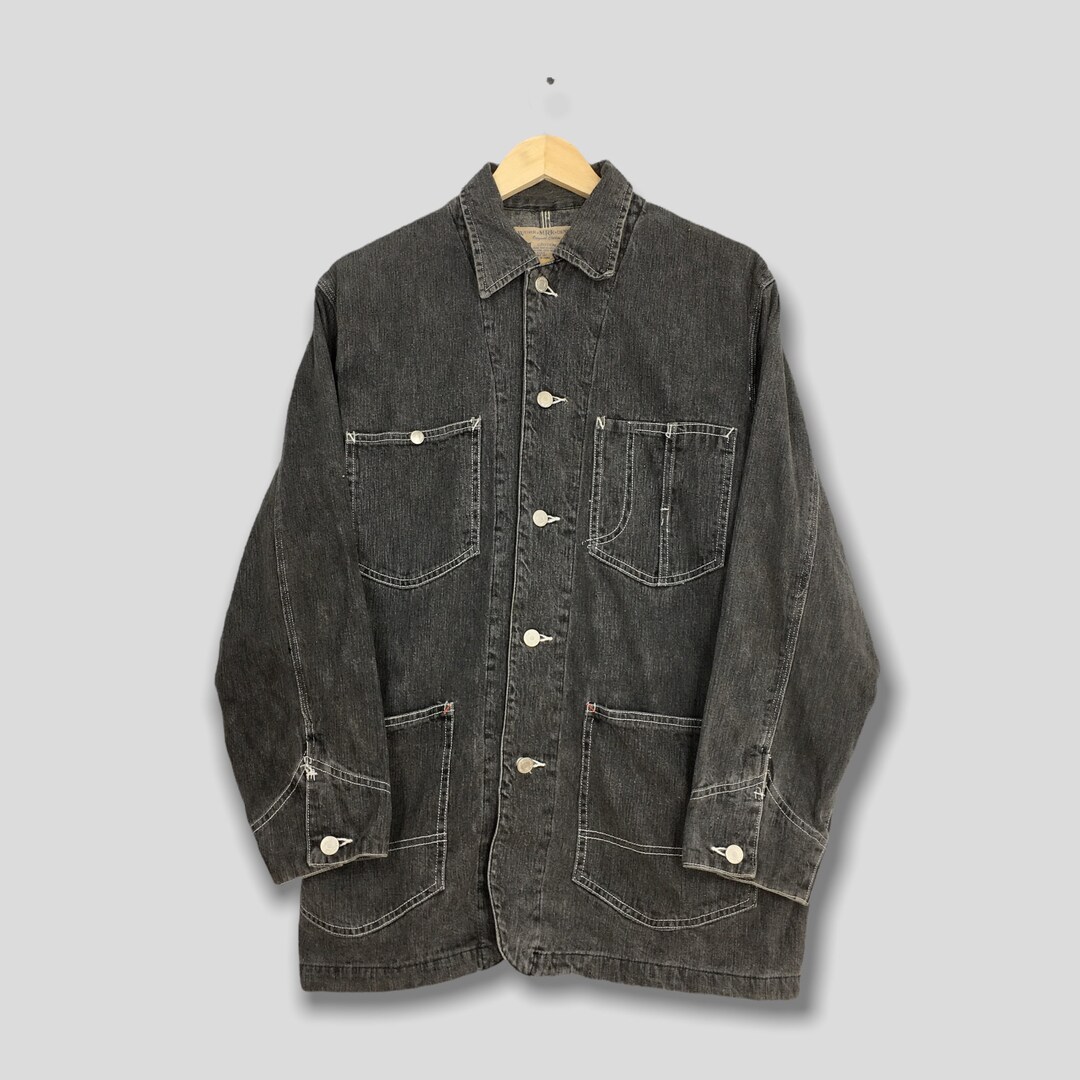 Vintage Denim Workers Black Jeans Jacket Medium 1980s American Denim ...