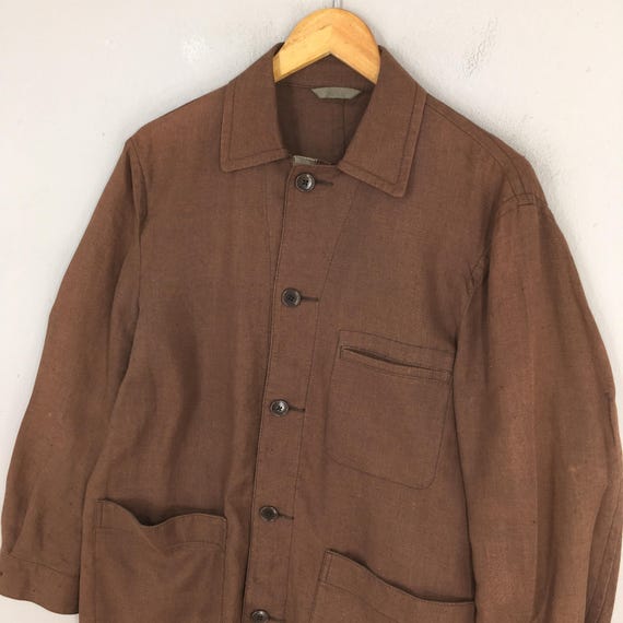 Vintage Japanese Denim Workers Chore Jacket Medium Fr… - Gem