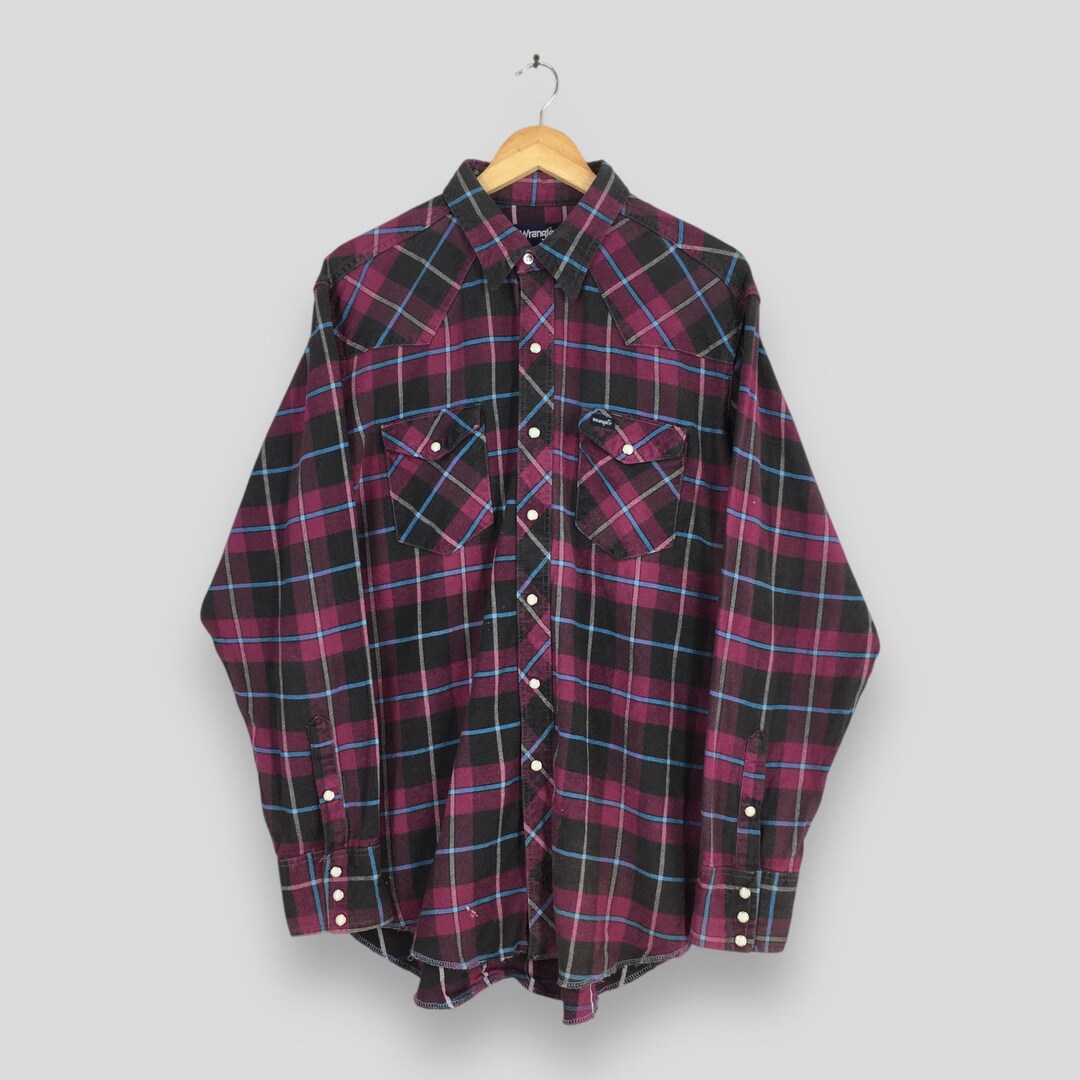 Vintage 90s Wrangler Checkered Multicolor Shirt Large Wrangler Western ...