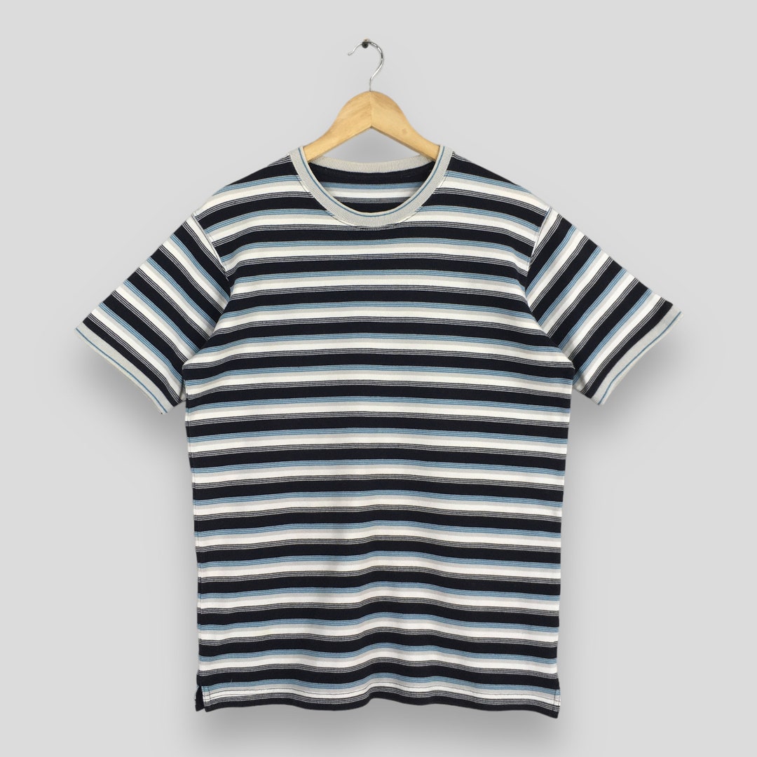 Vintagey2k Stripes Black White Streetwear T Shirt Large Border Striped ...