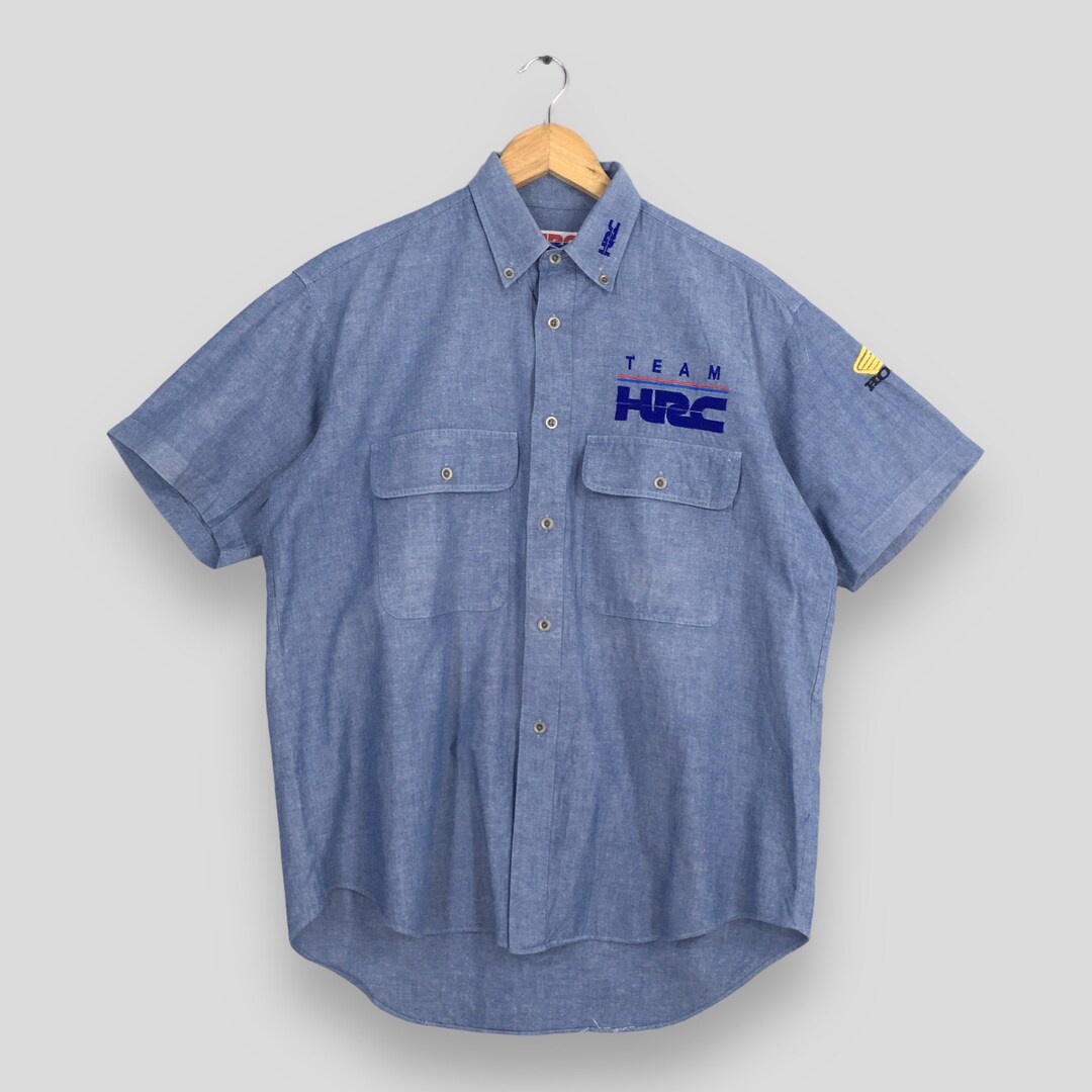 Vintage Honda Racing Team HRC Chambray Blue Shirt Medium 90's Honda ...