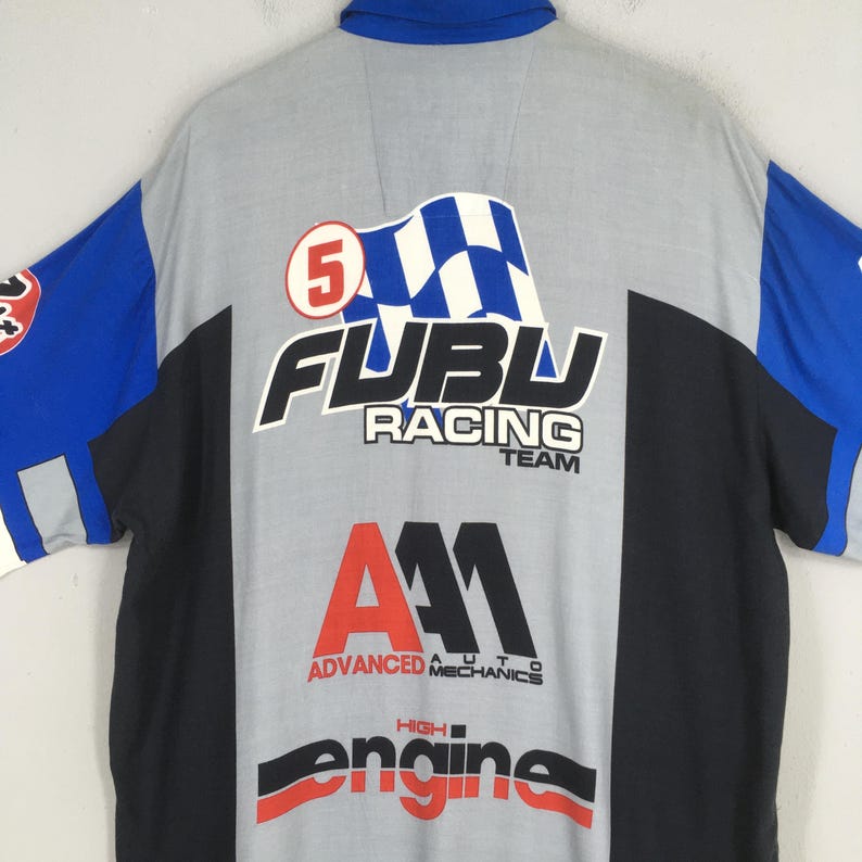 Vintage 90s FUBU Jeans Co. Limited Edition Racing Rayon Shirt Xlarge ...